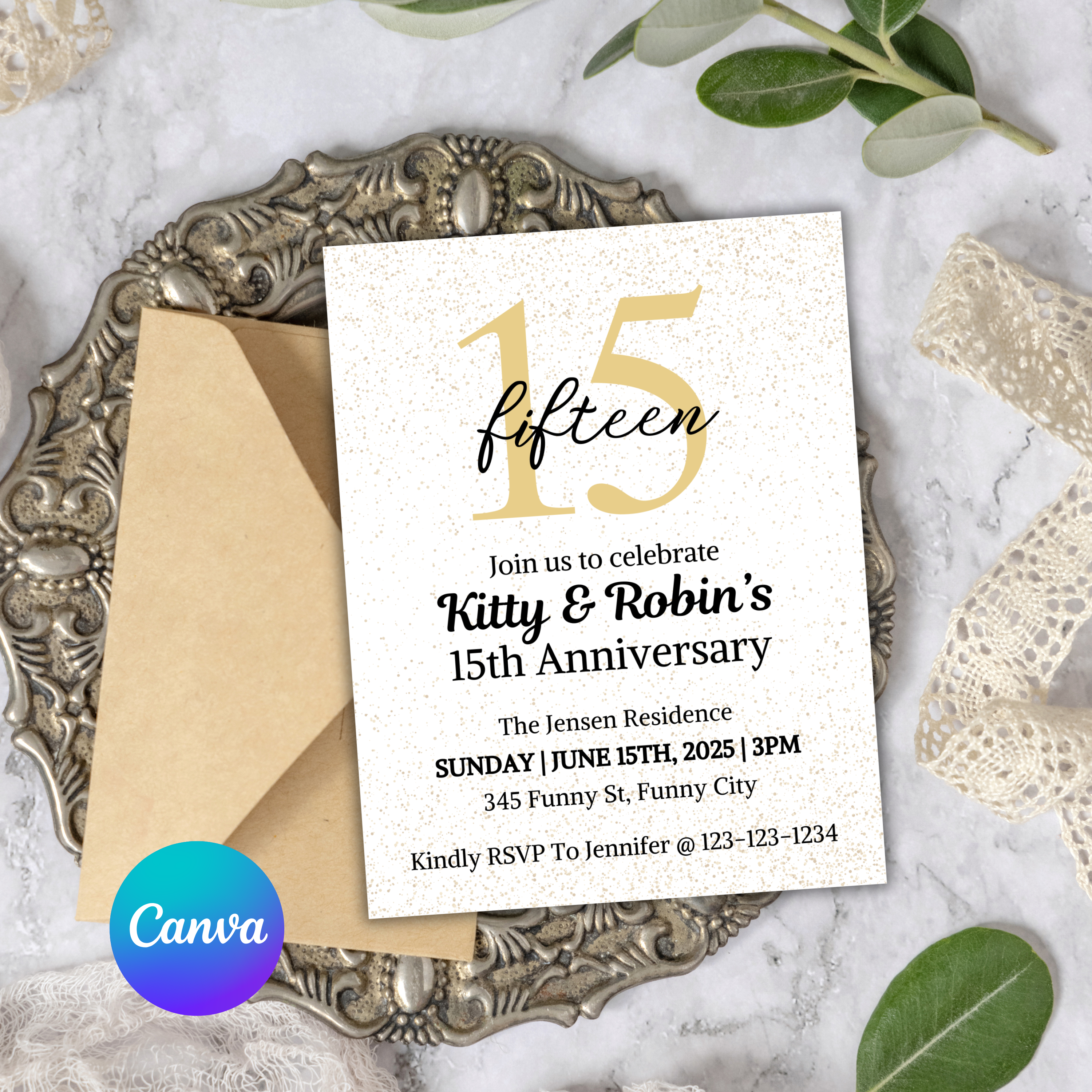 15th Anniversary Invitation | Editable 15th Anniversary Party Invite ...