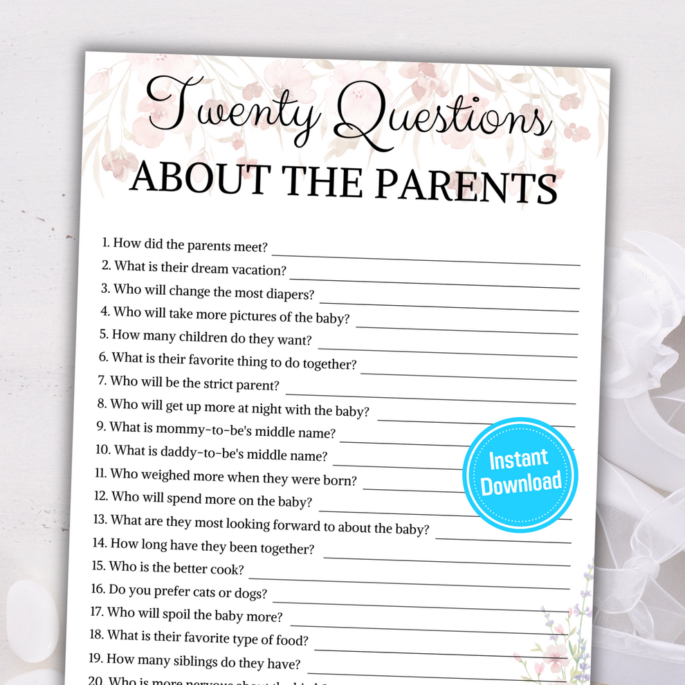 Baby Shower 20 Questions About The Parents | Do You Know the Parents ...