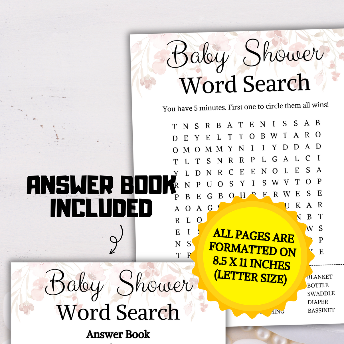 Baby Shower Word Search Game | Word Search Puzzle Game – Funny Print ...