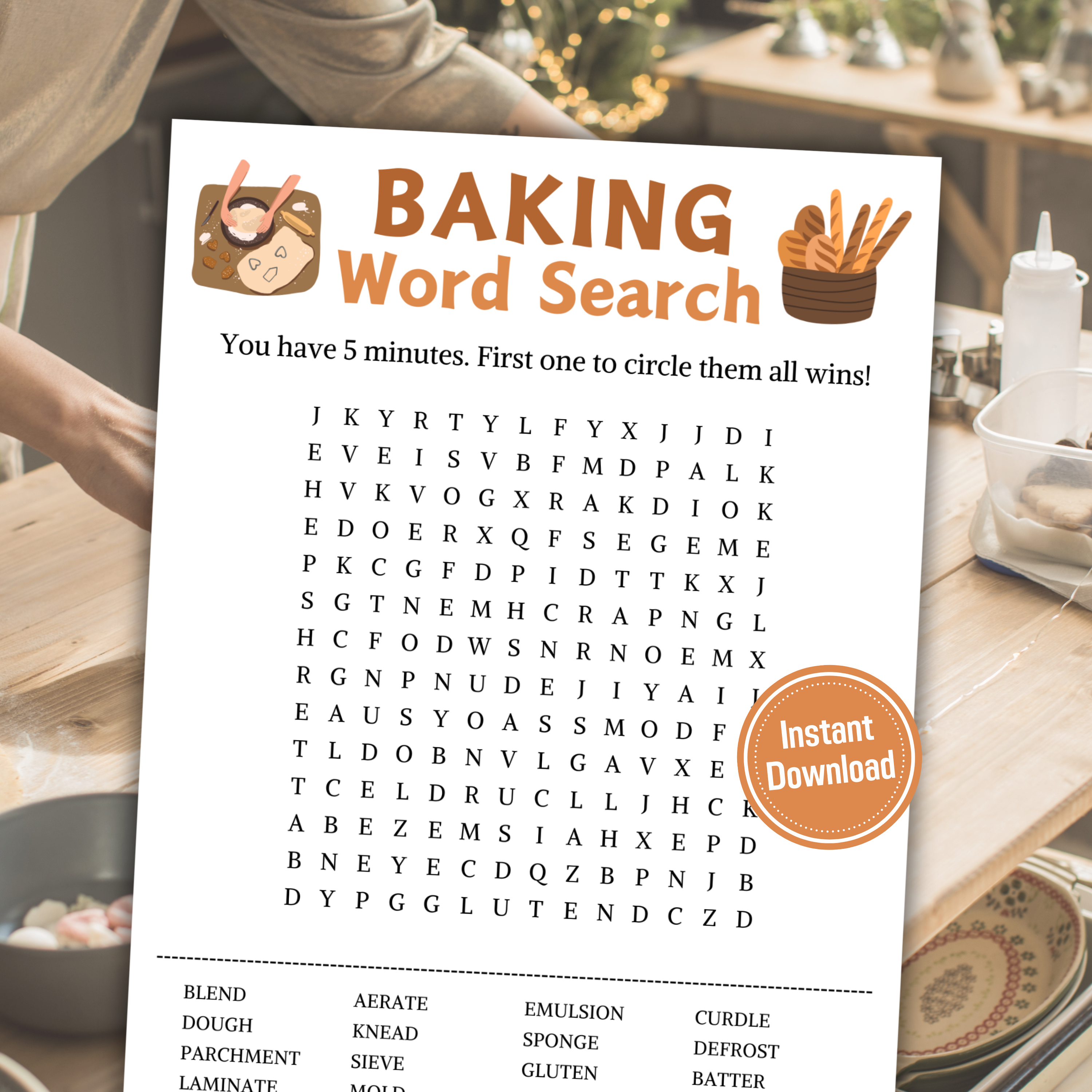 Baking Word Search Game | Minimalist Baking Party Word Find Game ...