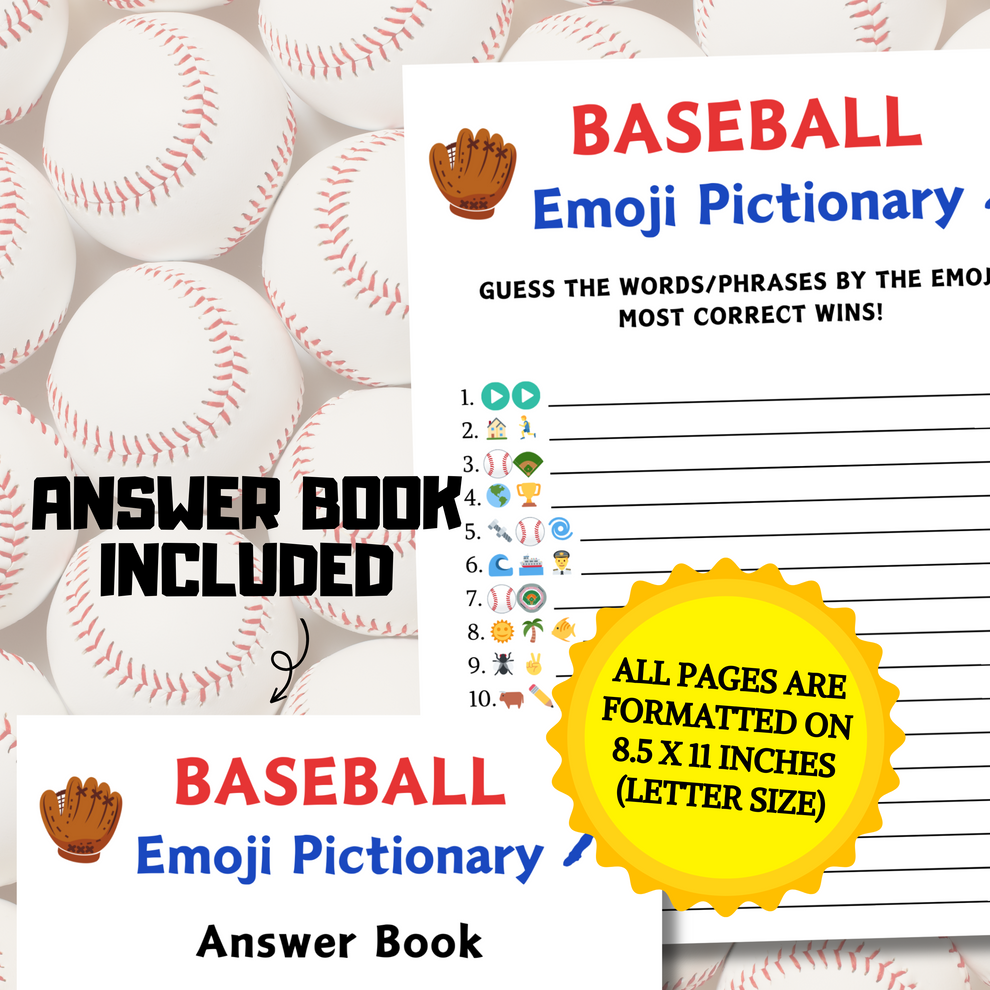 Baseball Emoji Pictionary Game | Printable Baseball Emoji Game – Funny ...