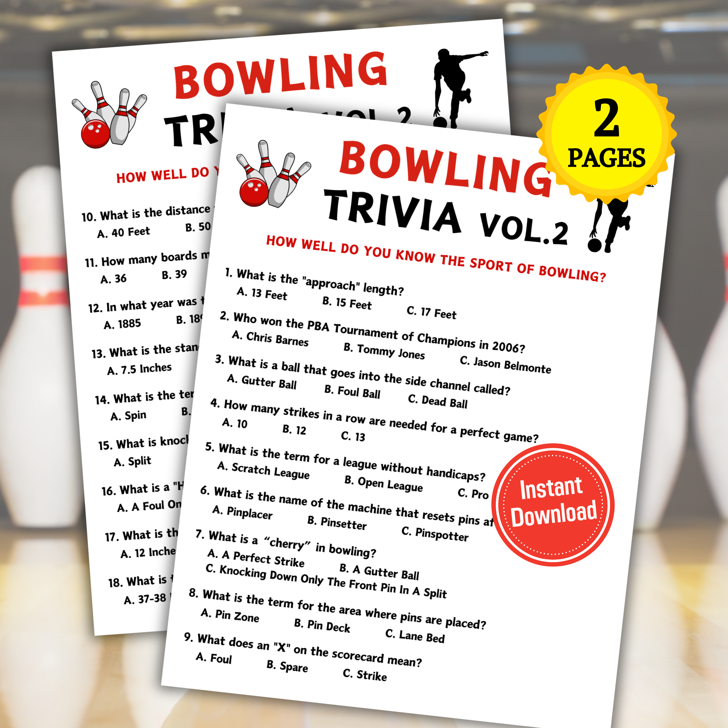 Bowling Trivia Game Vol.2 | Bowling Knowledge Quiz Game – Funny Print ...