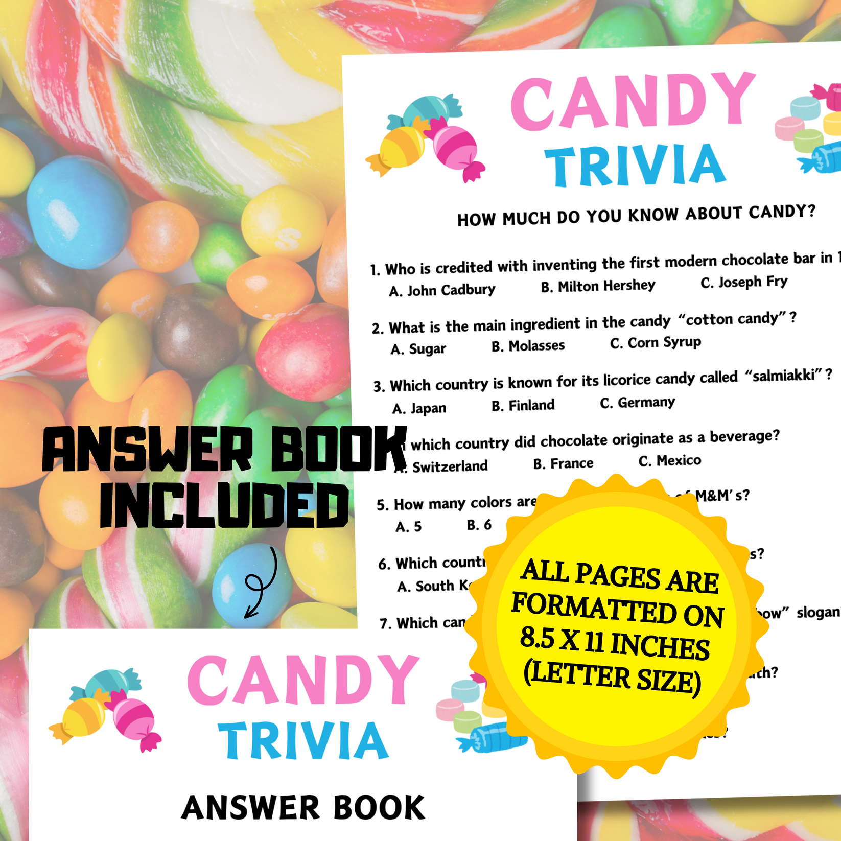 Candy Trivia Game | Candy Knowledge Quiz Game – Funny Print For You