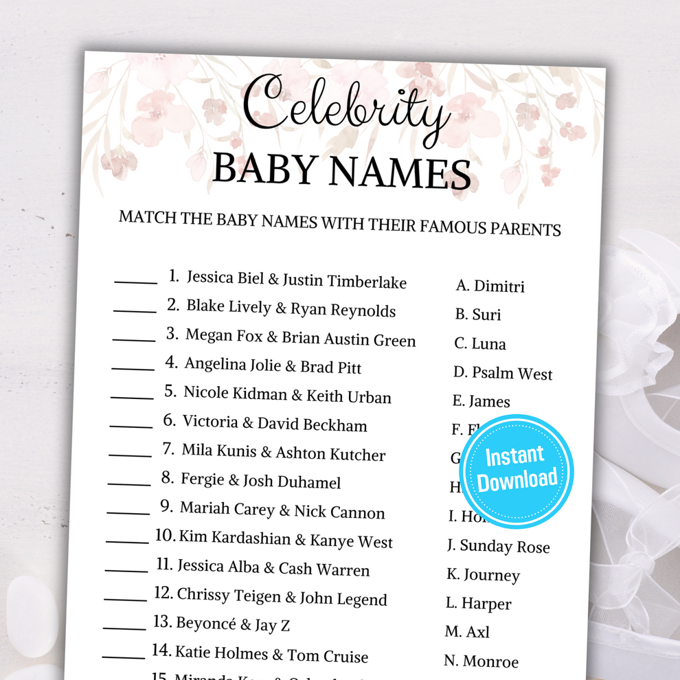 Celebrity Baby Names Baby Shower Game | Guess Celebrity Baby – Funny ...