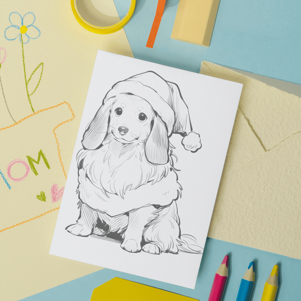 20 Pages Christmas Dogs Coloring Book, Christmas Canine Designs for Jo ...