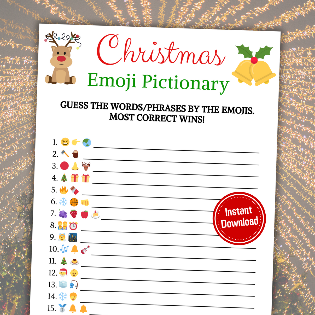 Christmas Emoji Pictionary Game | Christmas Emoji Puzzle Game – Funny ...