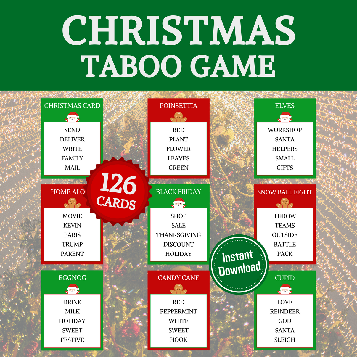 Christmas Taboo Game | Forbidden Words Family Christmas Game – Funny ...