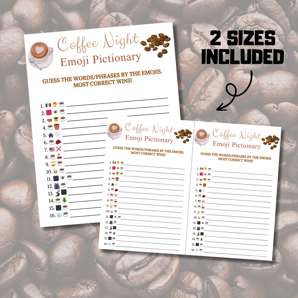 Coffee Night Emoji Pictionary Game | Emoji Coffee Night Game – Funny ...