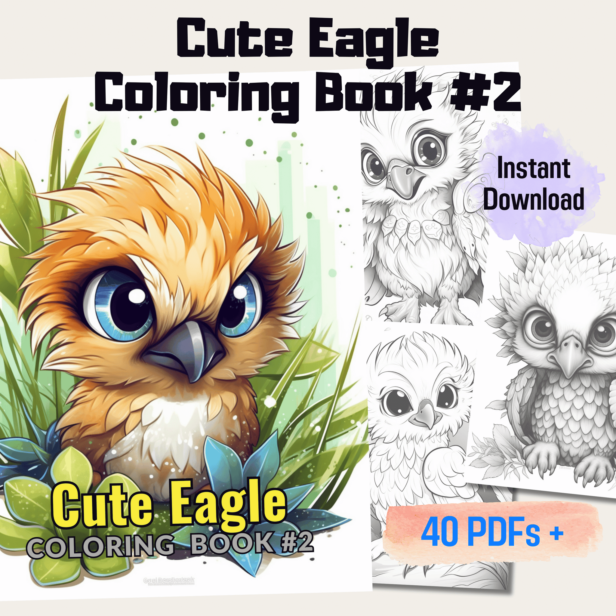 20 Pages Adorable Baby Eagle Coloring Book Pages - Fun For All Ages, I ...