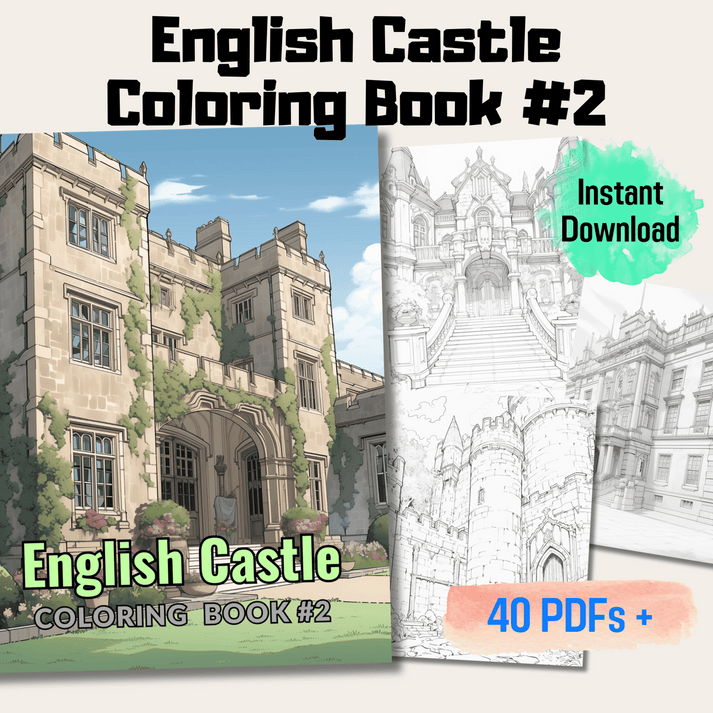 20 Pages English Castle Coloring Book, Journey Through Historic Britis ...
