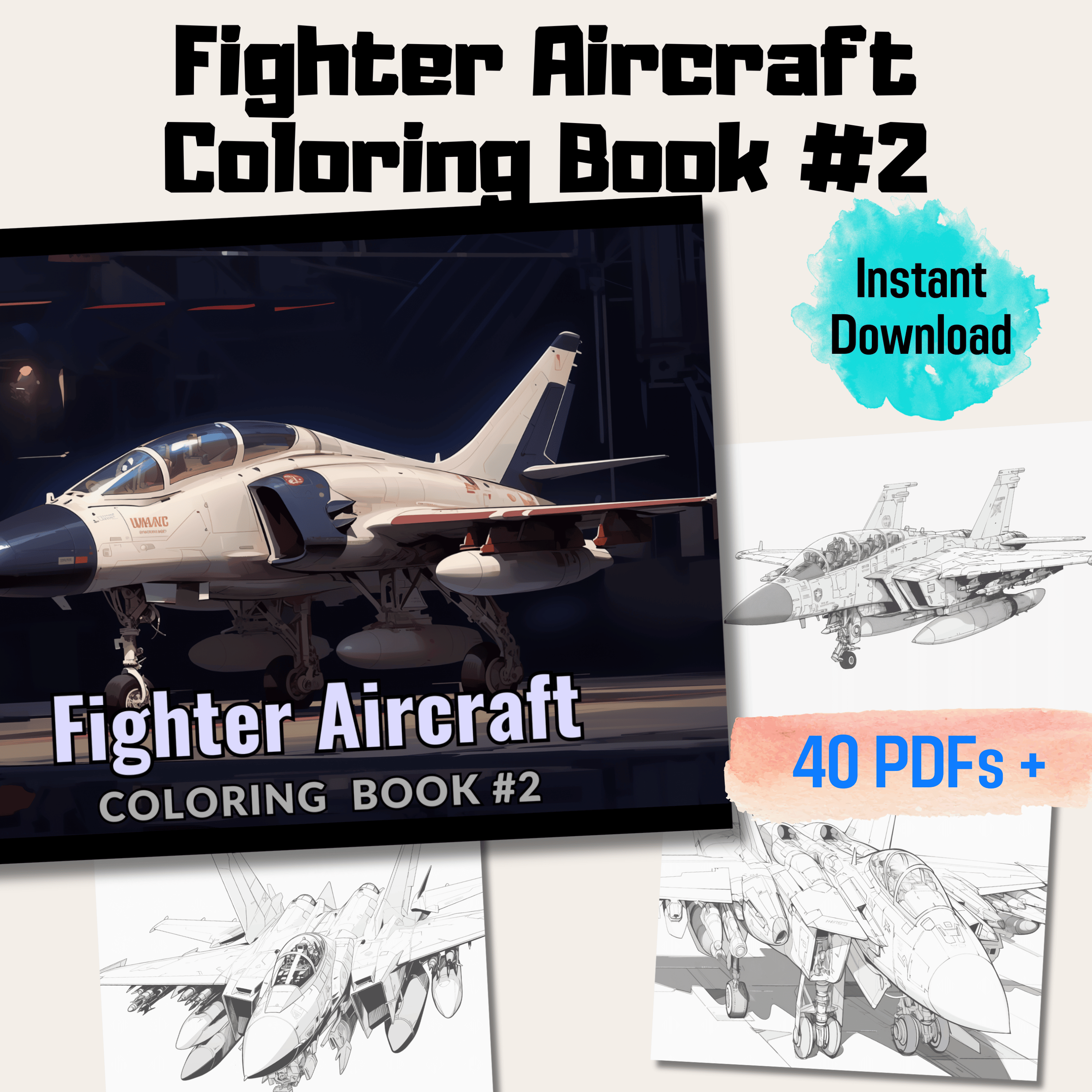 Epic Fighter Jet Coloring Book, Inspire Creativity and Learning with A ...
