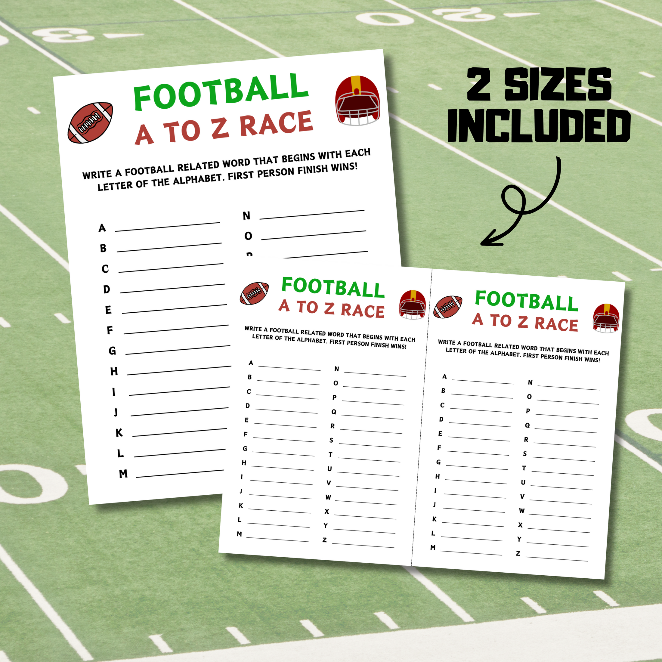 Football A To Z Race Game | Printable American Football ABC Race Game ...