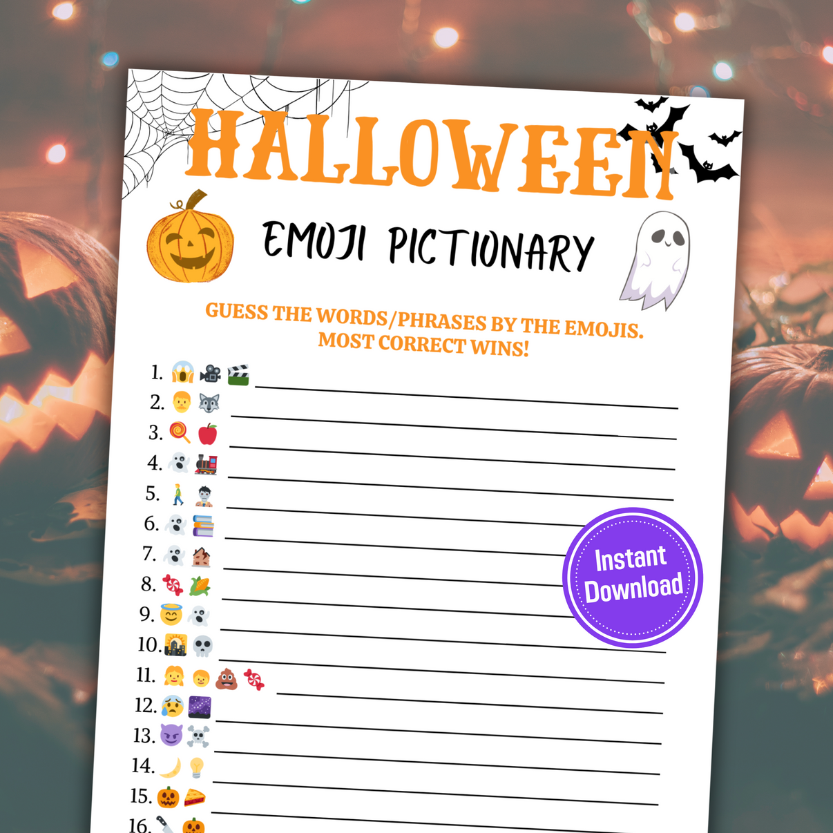 Halloween Emoji Pictionary Game | Halloween Emoji Game – Funny Print ...