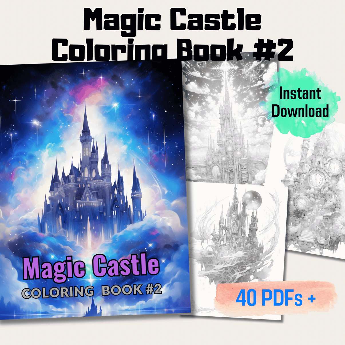 20 Pages Magic Castle Coloring Book, Fun and Educational Activity for ...
