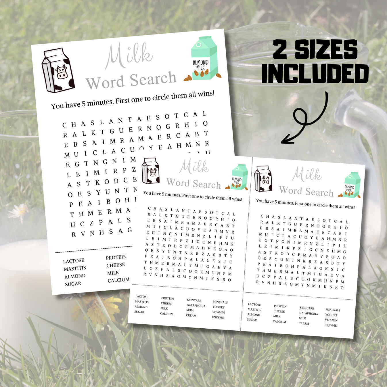 Milk Word Search Game | Minimalist Milk Word Find Game – Funny Print ...