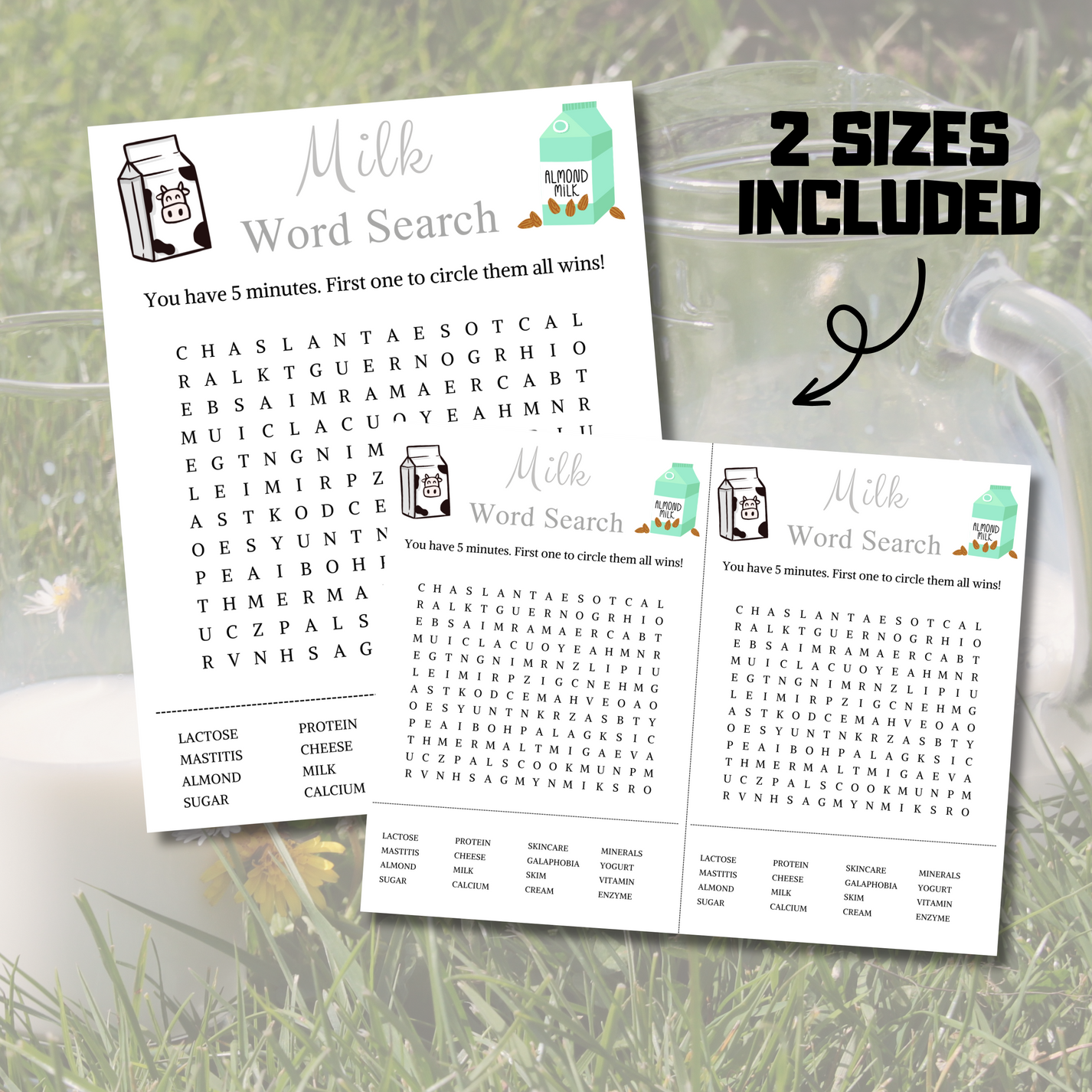 Milk Word Search Game | Minimalist Milk Word Find Game – Funny Print ...