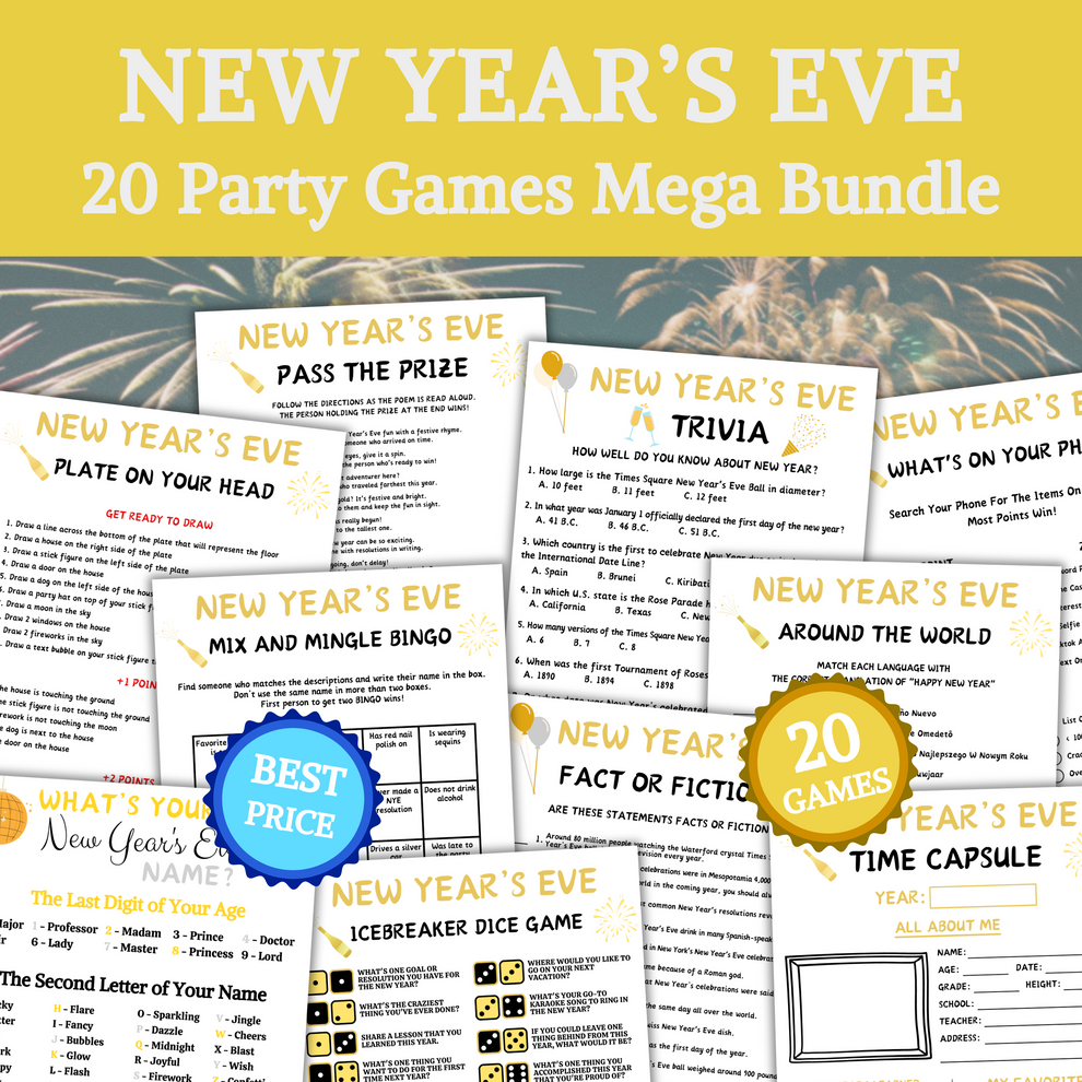 New Year's Eve Games Bundle | New Year Party For All Age – Funny Print ...