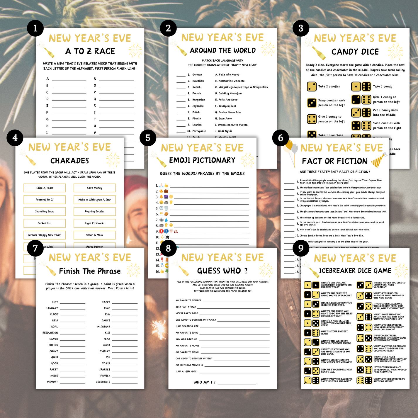 New Year's Eve Games Bundle | New Year Party For All Age – Funny Print ...