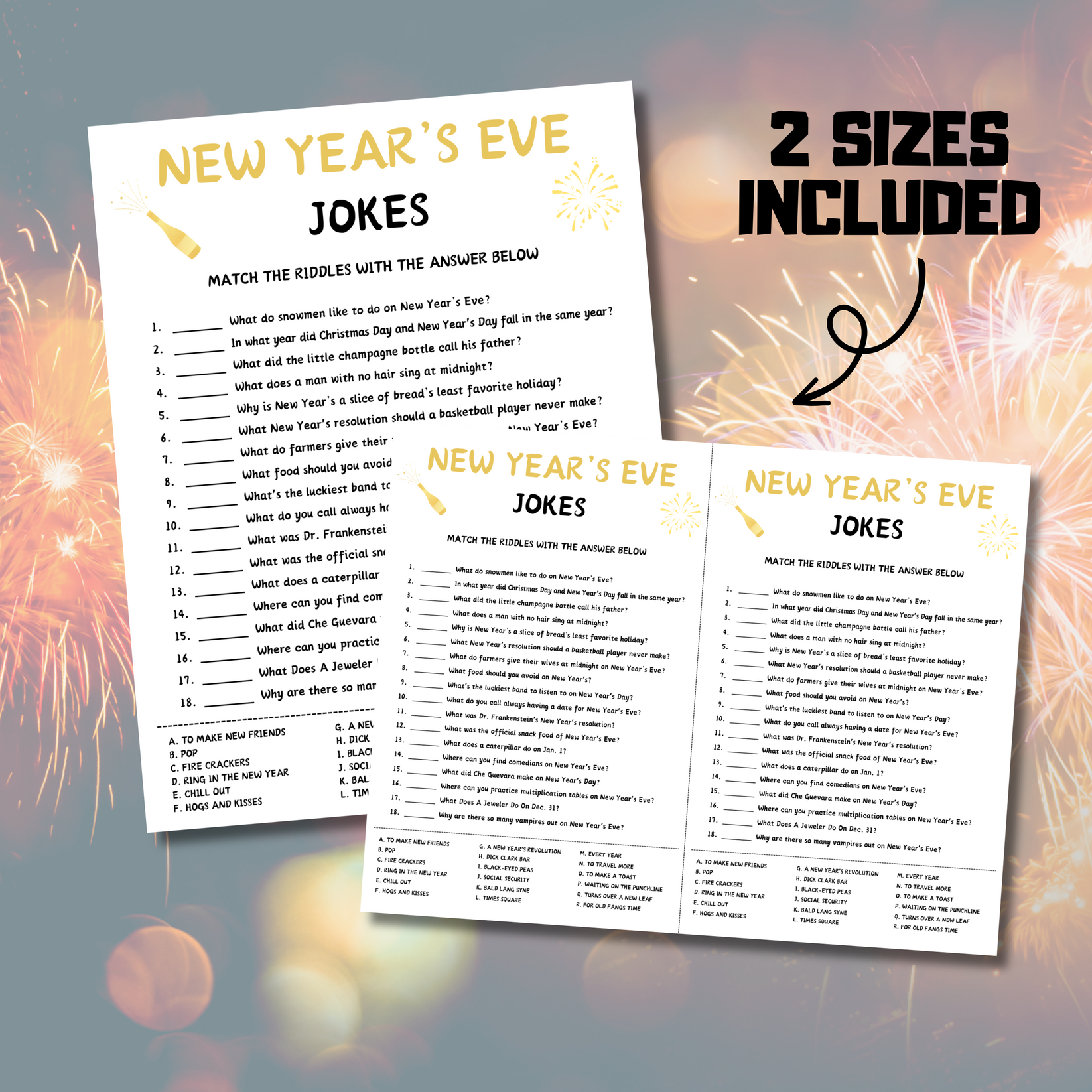 New Year's Eve Jokes Game | New Years Riddle Me This Game – Funny Print ...