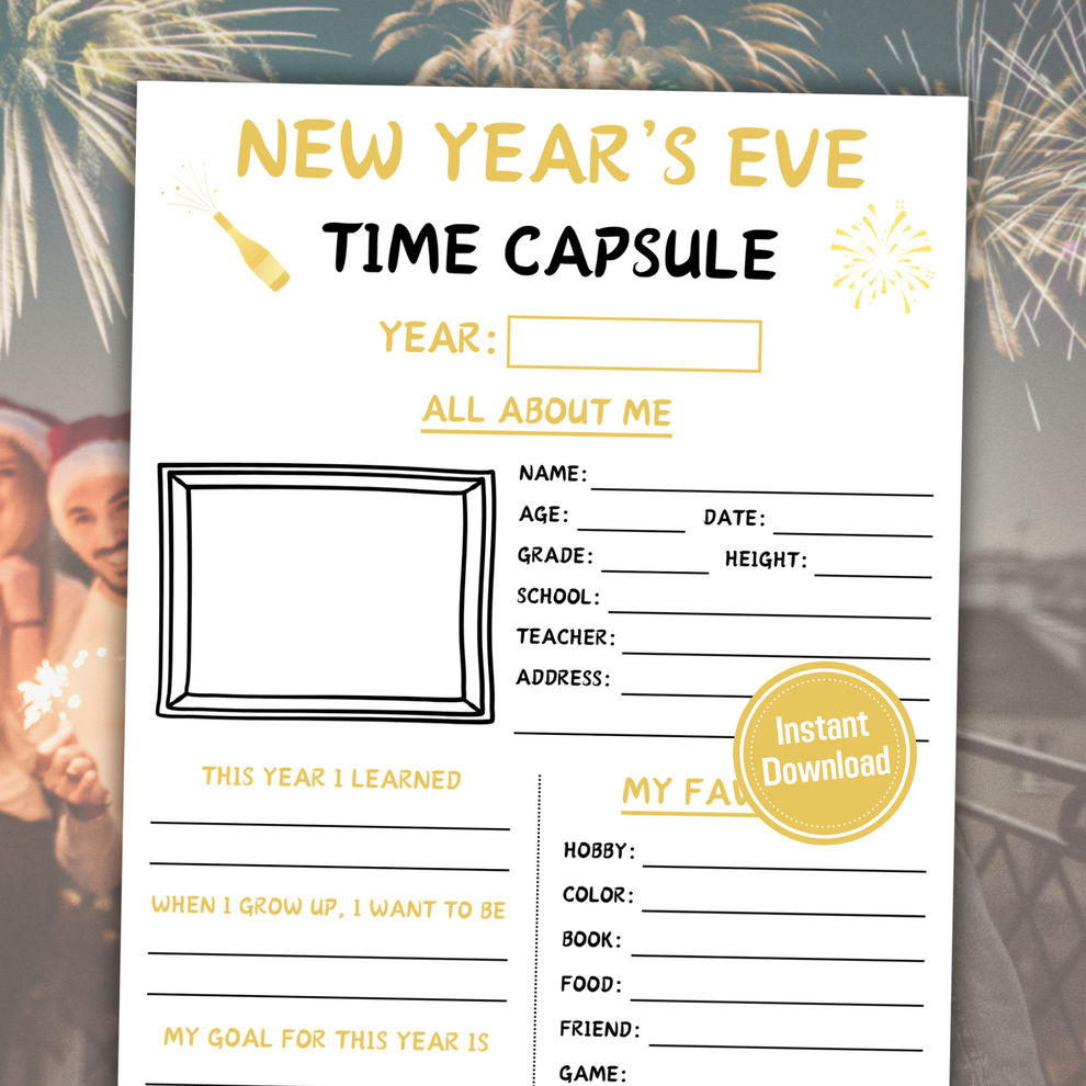 New Years Kids Time Capsule Game | New Years Time Capsule Worksheet ...