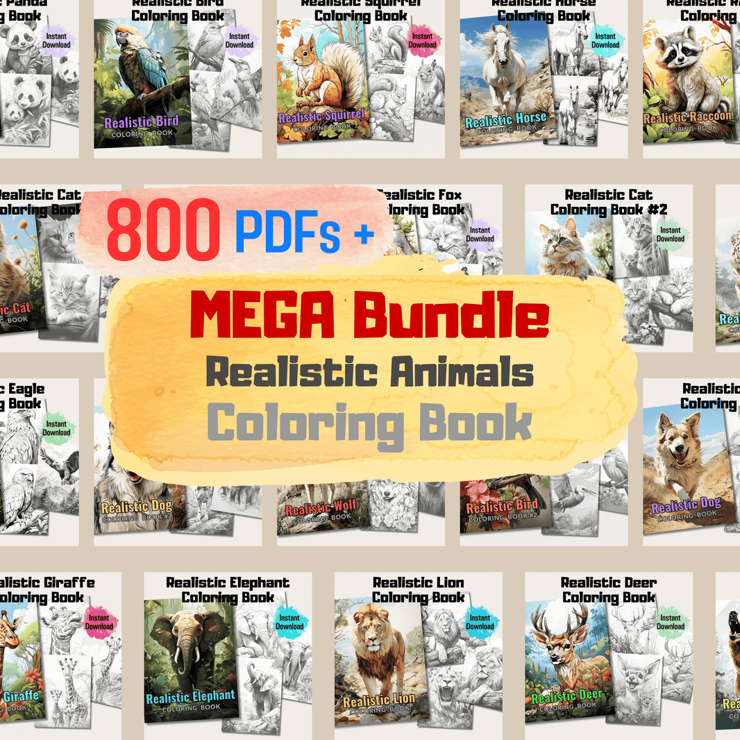 Realistic Animals Coloring Book Collection - Funny Print For You