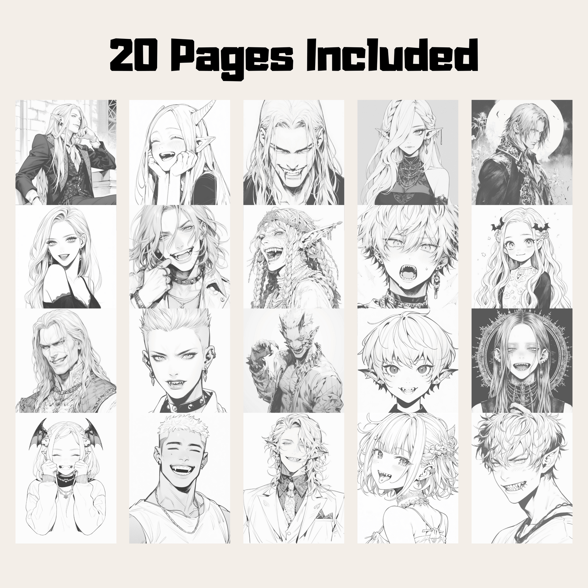 20 Pages Realistic Vampire Grayscale Coloring Book, Instant Download ...