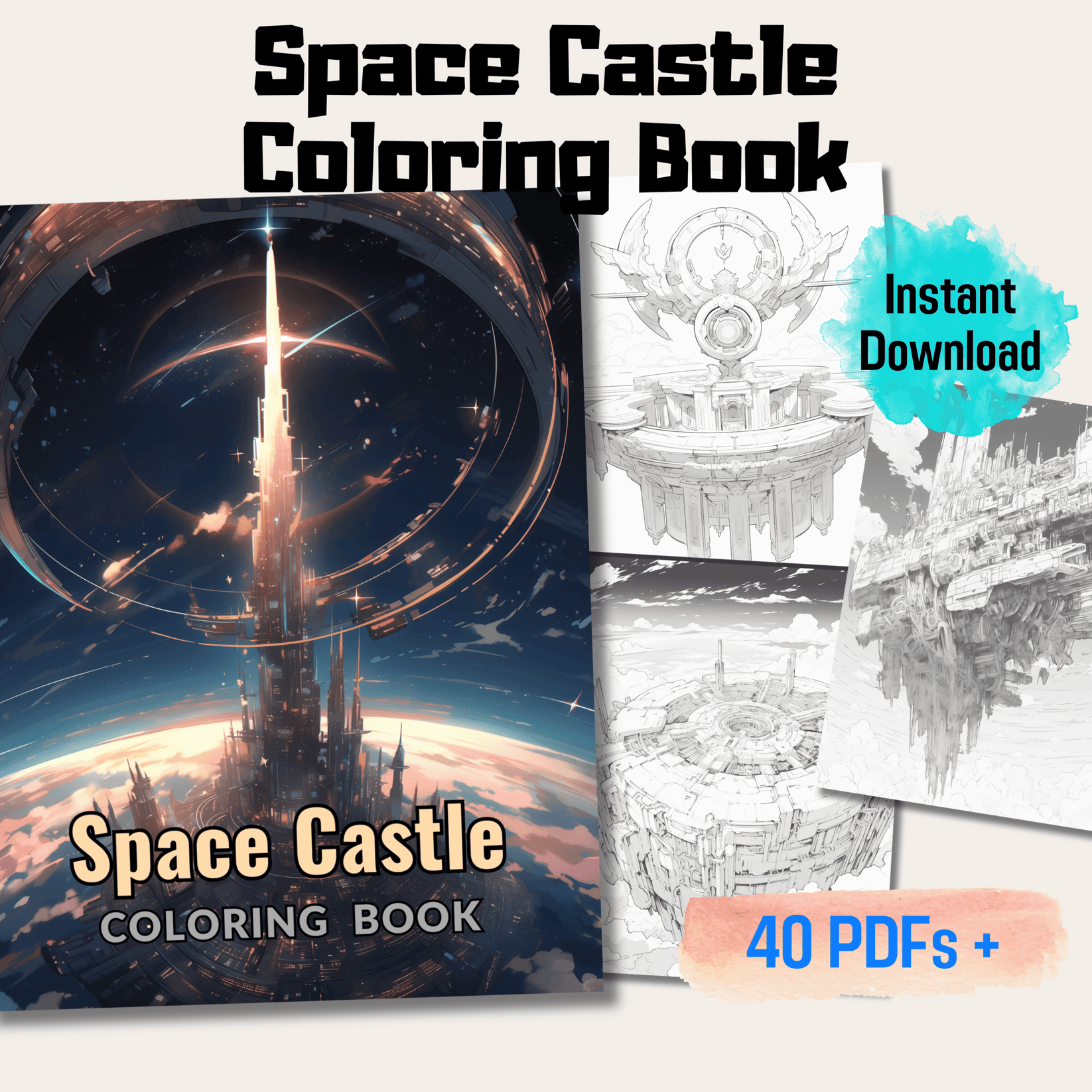 Space Castle Coloring Book, Top-Rated Space Themed Book – Funny Print ...