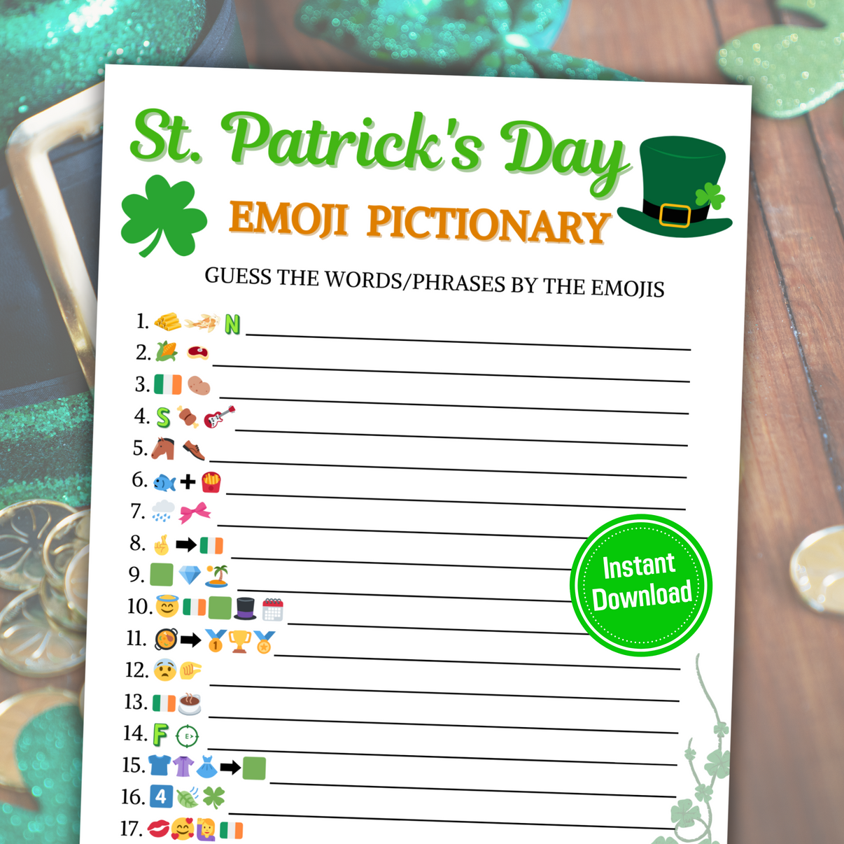 St. Patrick's Day Emoji Pictionary Game | Fun St. Patty's Day – Funny ...