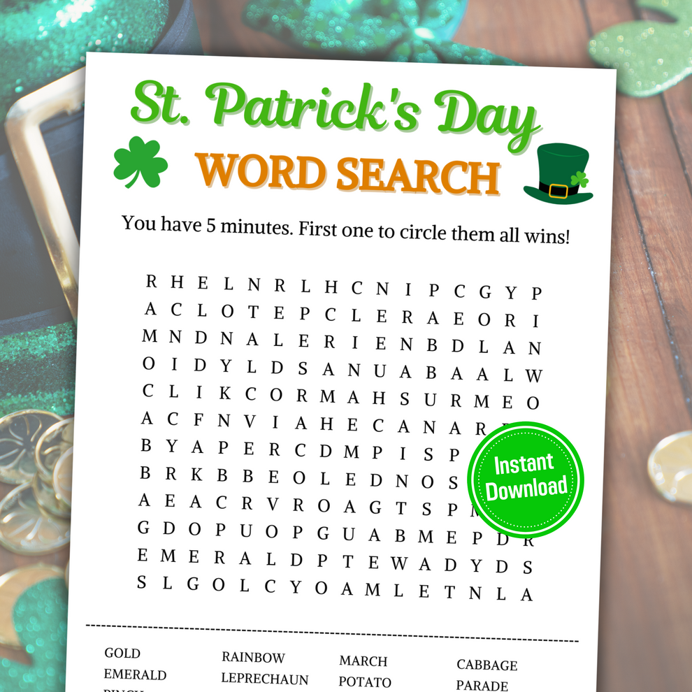 St. Patrick's Day Word Search Game | St. Patrick's Day Word Find Game ...