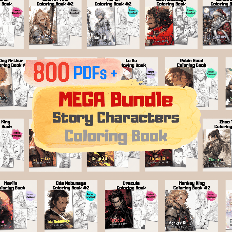 Story Characters Coloring Book Collection - Funny Print For You