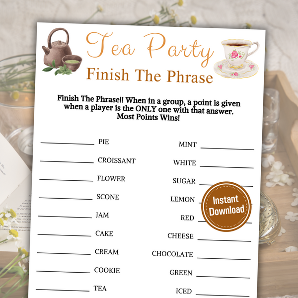 Tea Party Finish The Phrase Game | Printable Tea Knowledge Quiz – Funny ...