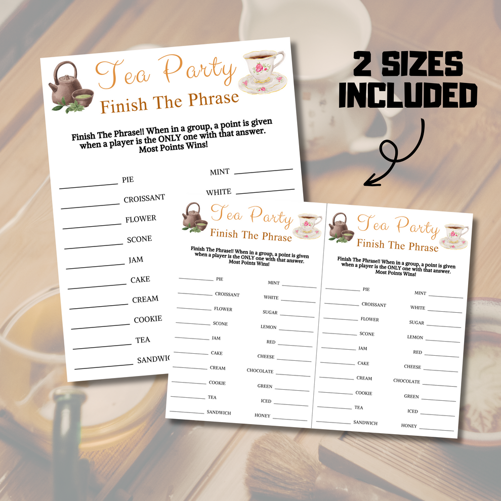 Tea Party Finish The Phrase Game | Printable Tea Knowledge Quiz – Funny ...