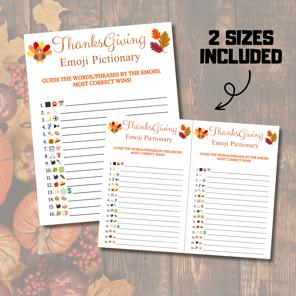 Thanksgiving Emoji Pictionary Game | Thanksgiving Emoji Game – Funny ...