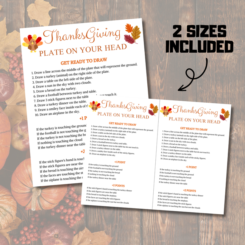 Thanksgiving Plate On Your Head Game | Friendsgiving Drawing Game ...