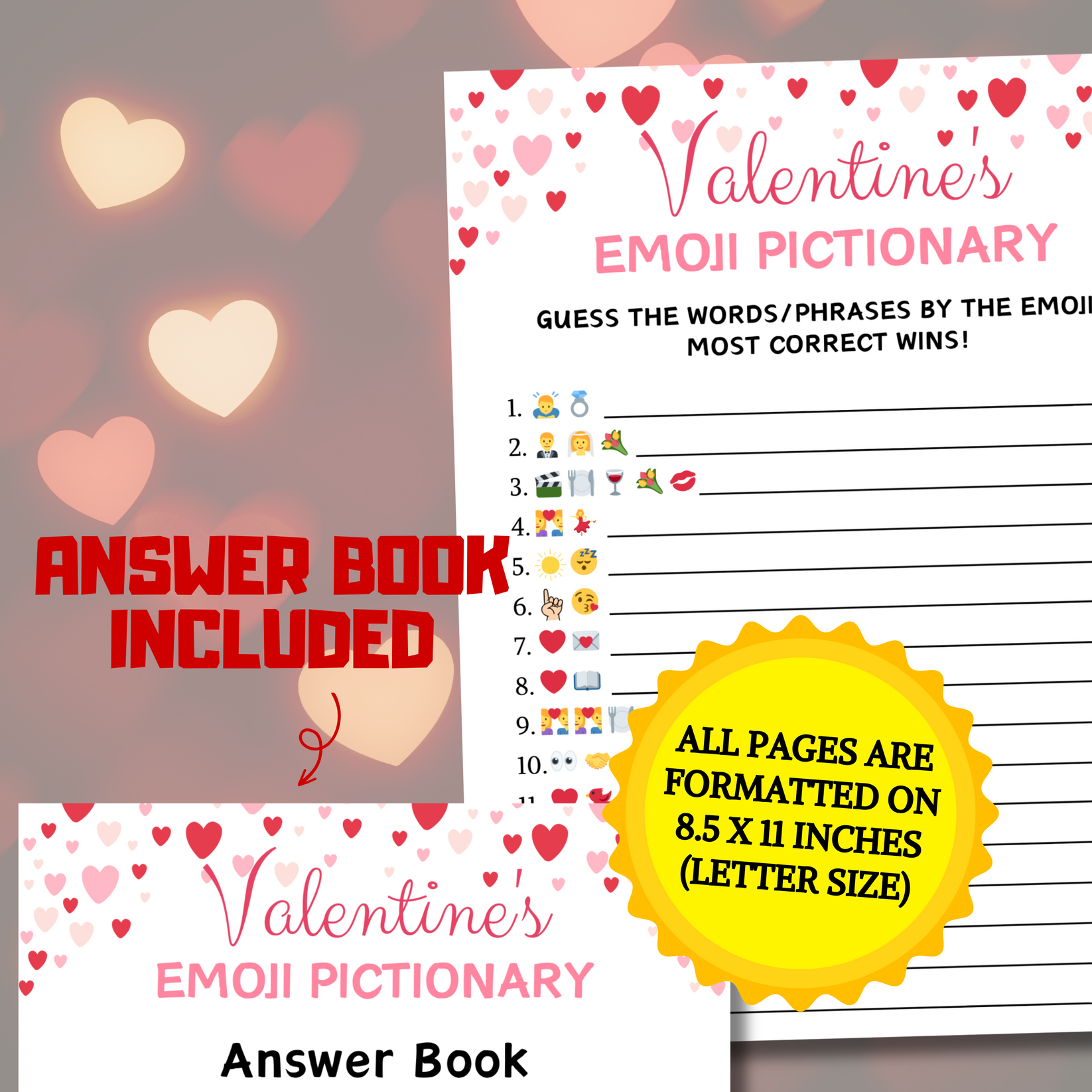 Valentine's Day Emoji Pictionary Game | Valentine's Day Emoji Quiz ...