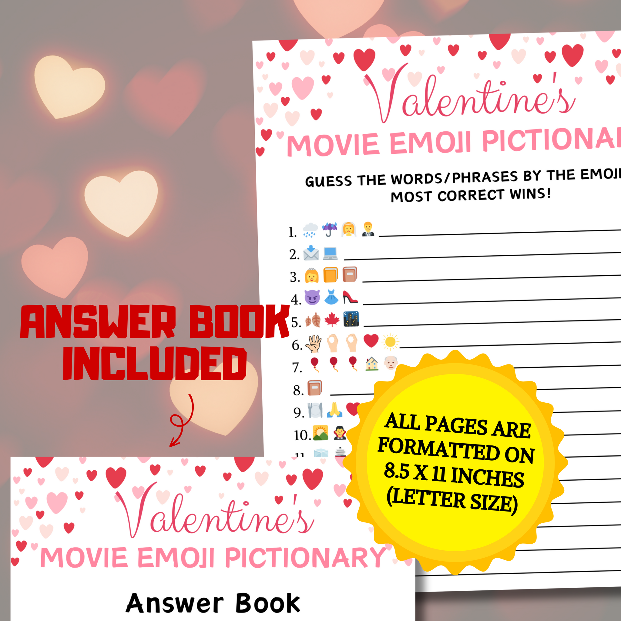 Valentine's Day Movie Emoji Pictionary Game | Movie Emoji Quiz – Funny ...