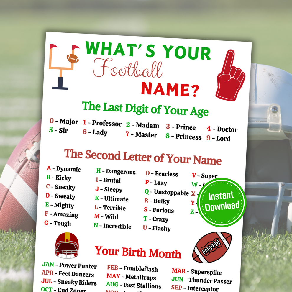 What's Your Football Name Game | American Football Name Generator ...